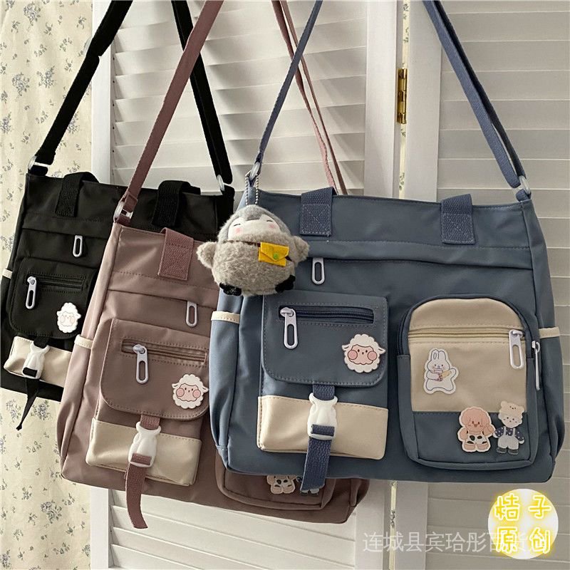 Bolsa De Mensageiro Feminina Ins Estilo Preppy Harajuku Ombro Retro Coreana Sentir Vintage