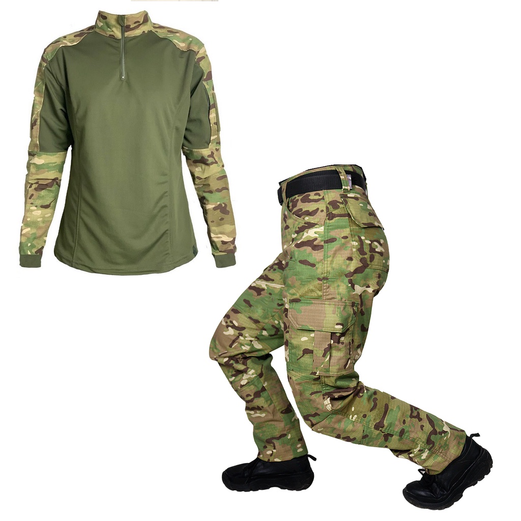 Farda Feminina (Calça Combat + Combat Shirt) Tática Ripstop Bélica ...