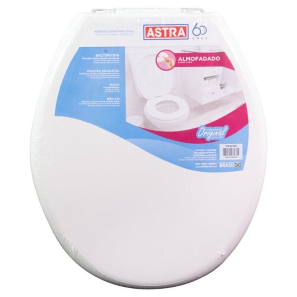 Assento Sanitario Almofadado Oval Universal Astra Branco TPK/AS BR1 ...