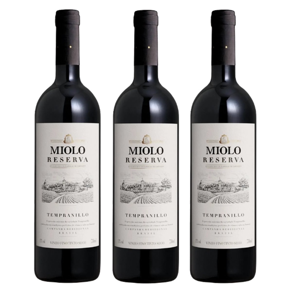 Kit 03 Un. Vinho Tinto Seco Miolo Reserva Tempranillo 750ml | Shopee Brasil