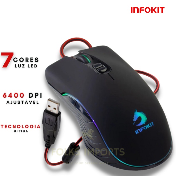 Mouse Gamer Usb X-soldado Com Botões Laterais E 7 Cores Led | Shopee Brasil