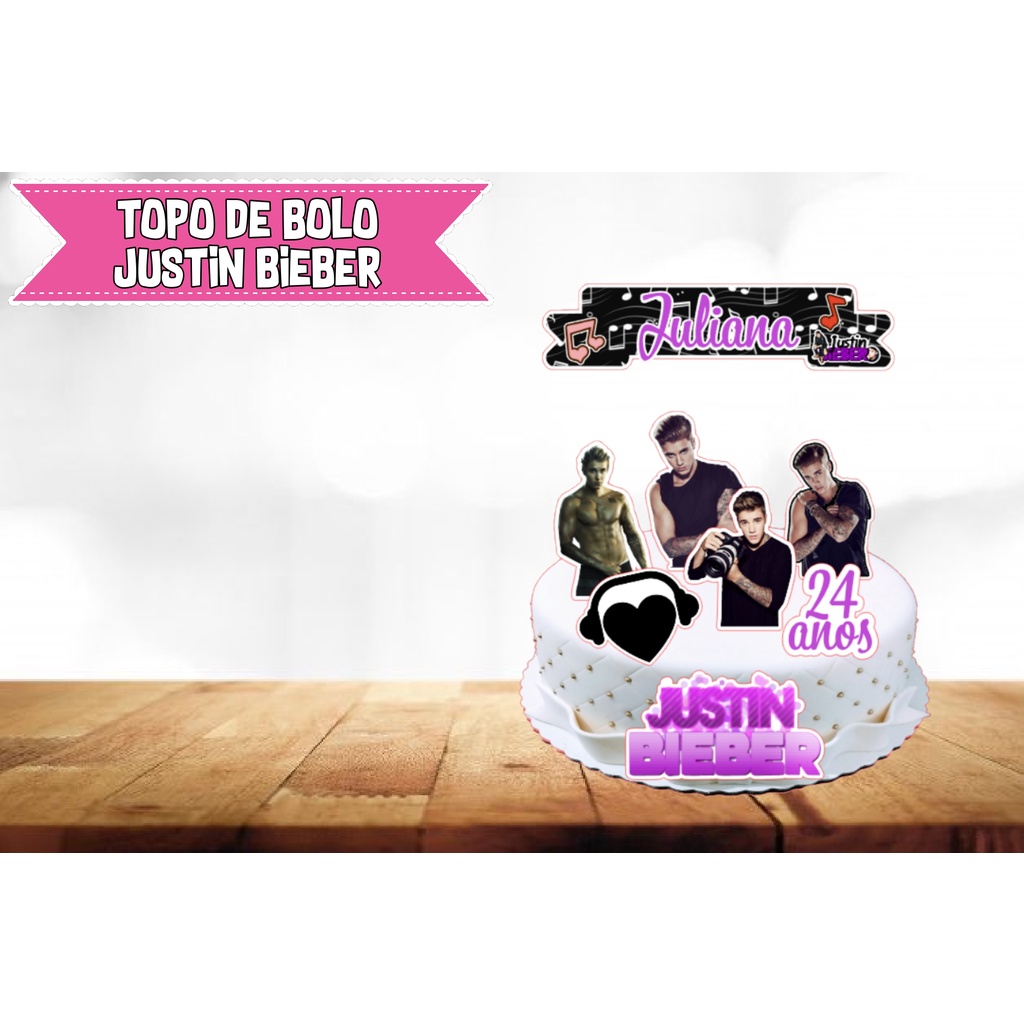 Topo de Bolo Personalizado - Decoração - Topper - Justin Bieber ...