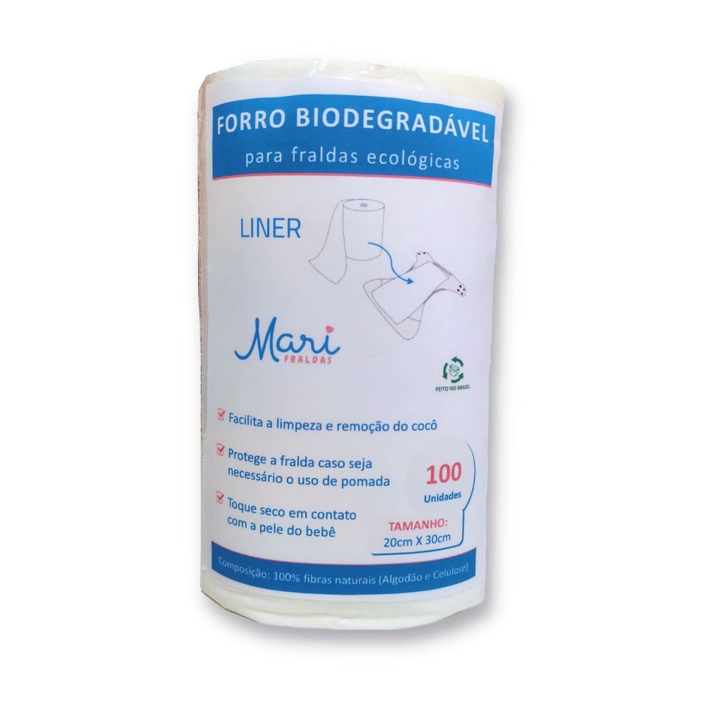 Liner Biodegradável Para Fraldas Ecológicas - 100 folhas/rolo - 1UN ...