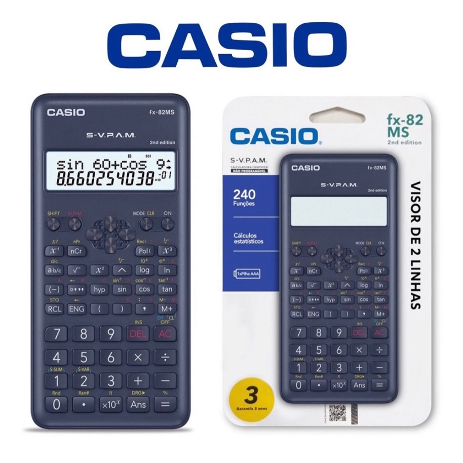 Calculadora Científica Casio Fx 82 Ms Original 240 Funções | Shopee Brasil