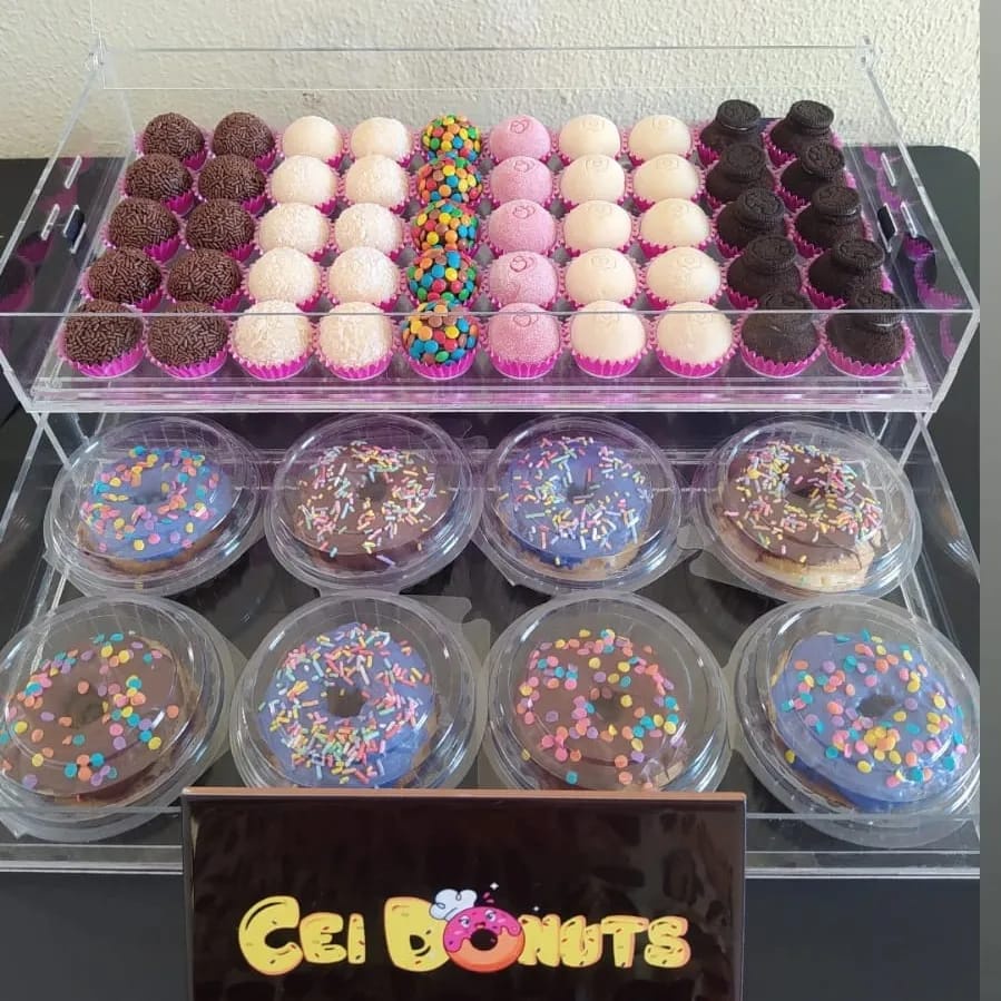 Expositor de brigadeiro/doces em acrílico 3mm com gaveta e pegador ...