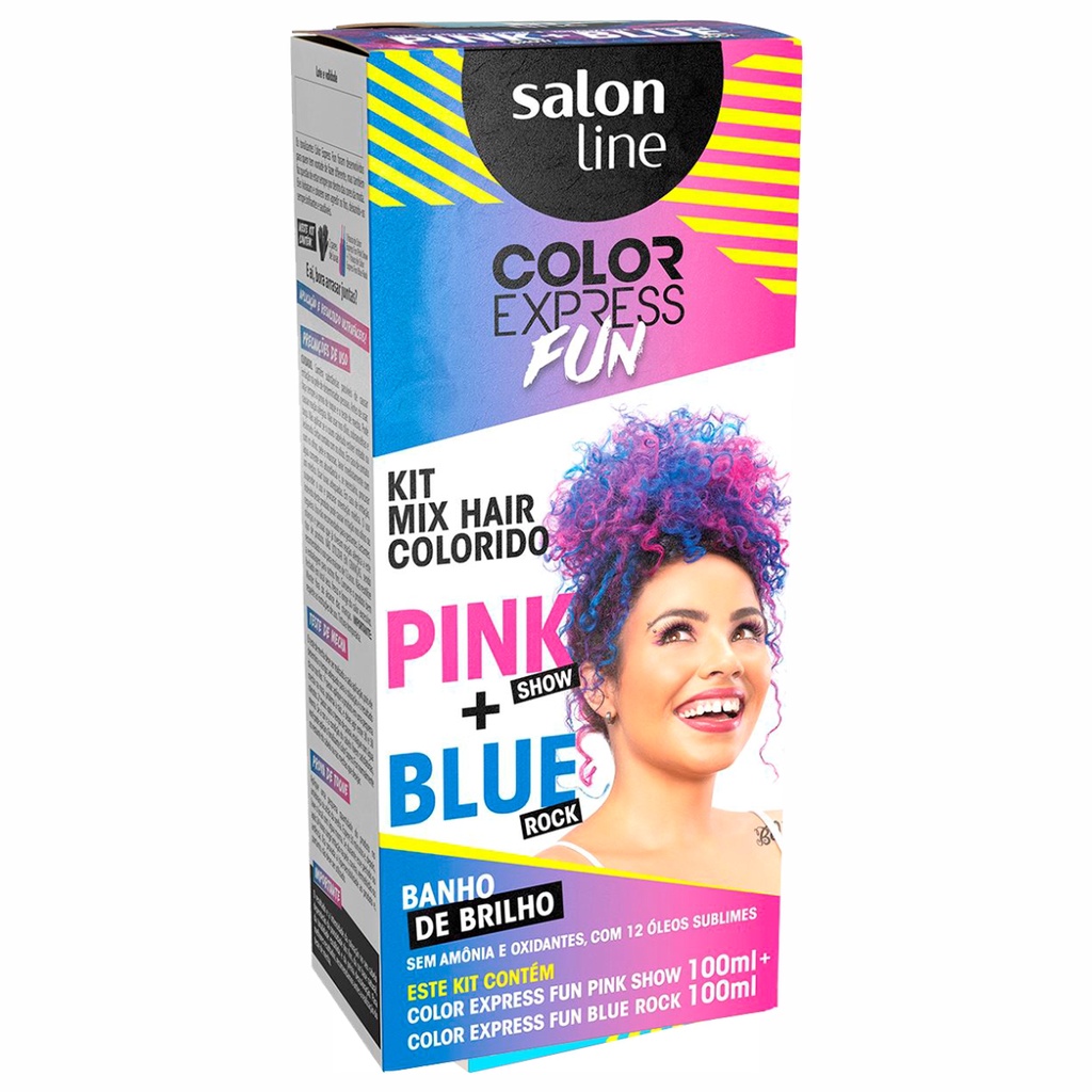 Kit Tonalizante Colorido Salon Line Color Express Fun Azul Blue + Rosa ...