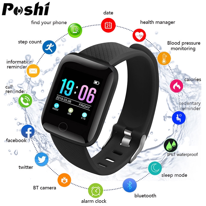 Smartwatch poshi relógio inteligente com monitor de frequência cardíaca ...