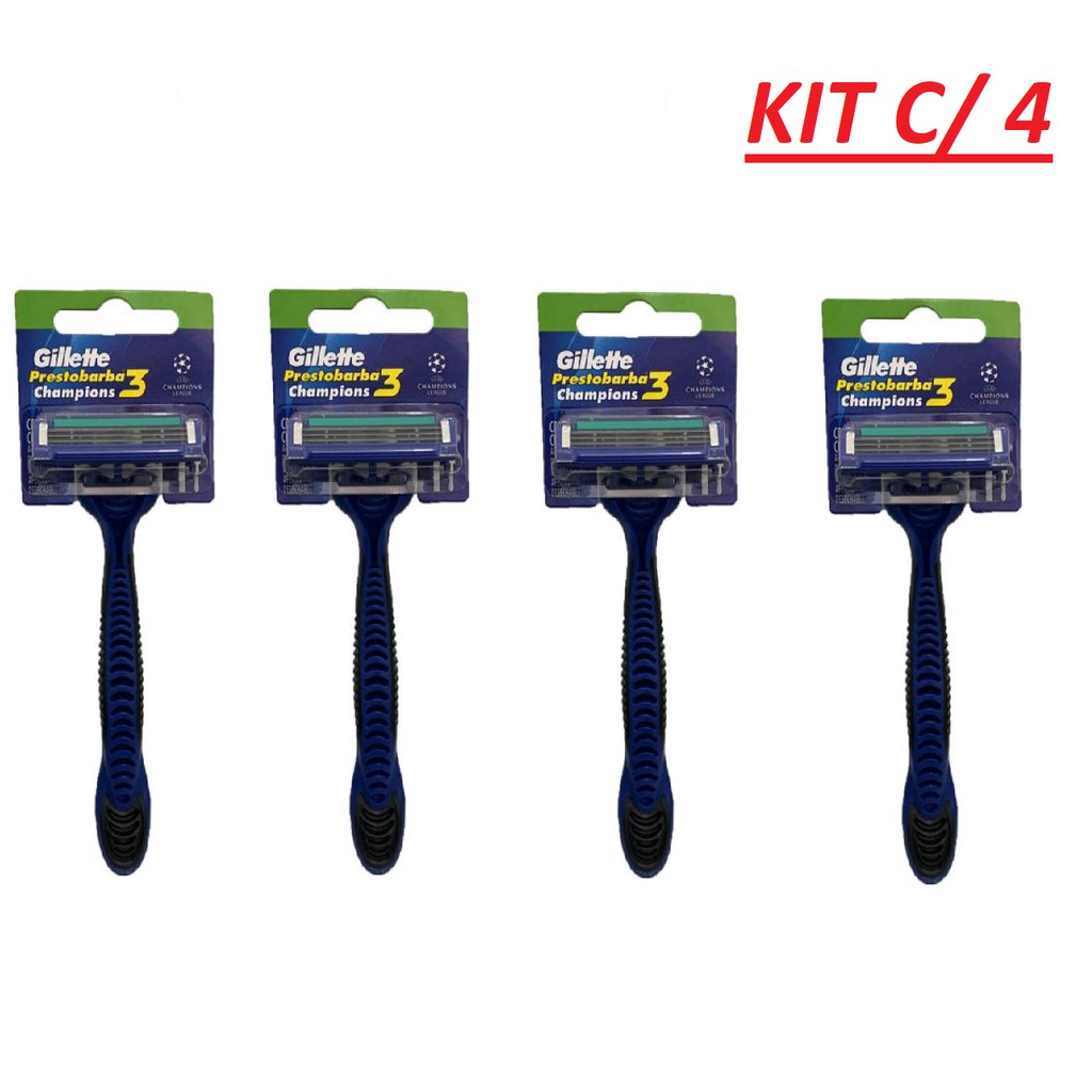 Aparelho de Barbear Gillette Prestobarba 3 - Champions C/ 4 unid (3 ...