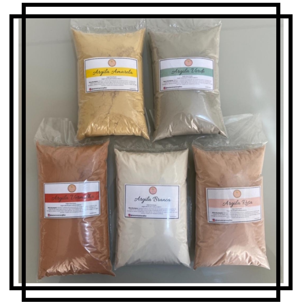 Kit 5 Argilas Cores a escolha (500g cada)+ 1 sachê pequeno de Argila ...