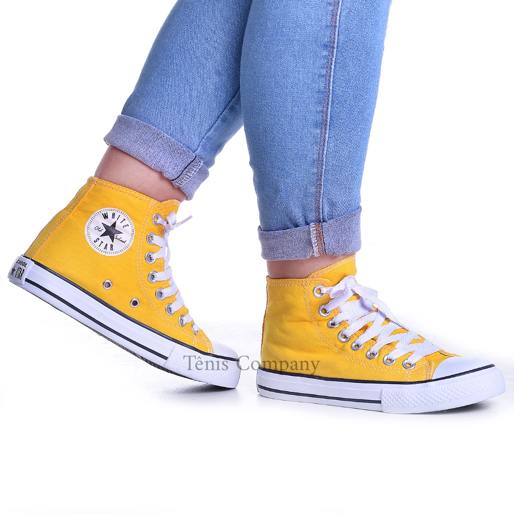 Tenis Converse All Star Bota Cano Alto Preto/Branco Feminino E ...