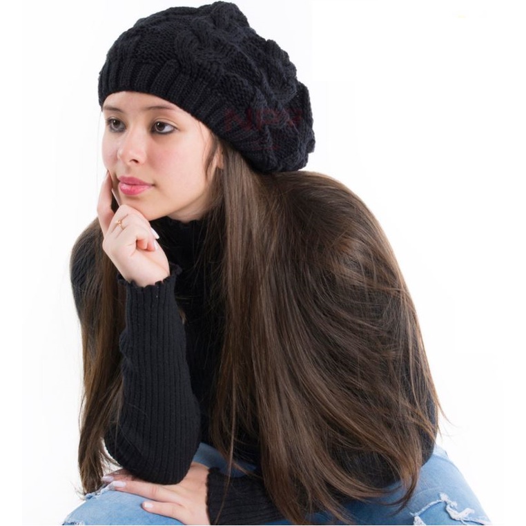 Touca Boina Feminina Beanie Gorro Frio Inverno Trançada Linda Lã Frio ...