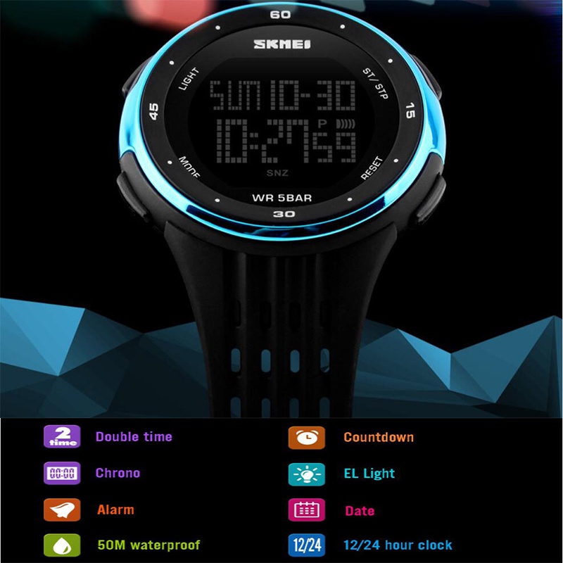 Relógio De Pulso SKMEI Digital Esportivo À Prova D'água LED Militar Cronógrafo Unissex | Shopee ...