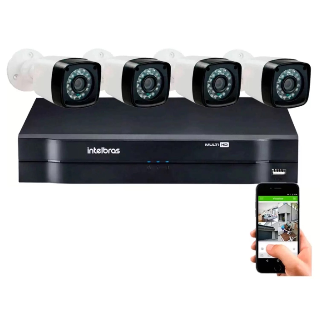 Kit 4 Cameras Segurança 1080p Full Hd Dvr Intelbras 4ch S/hd | Shopee ...