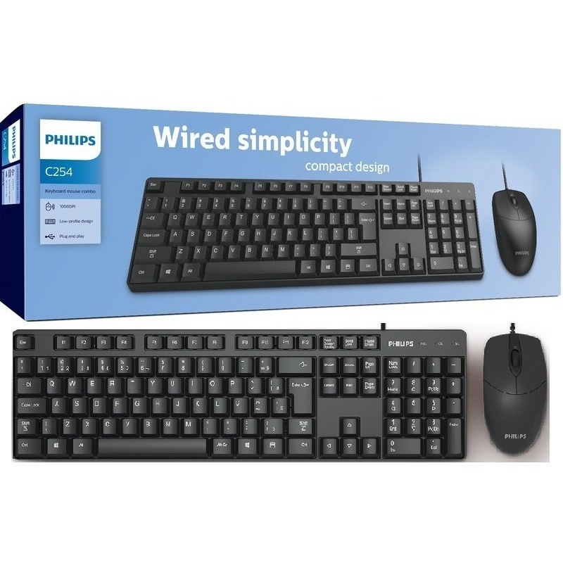 Kit Teclado e Mouse Philips C254 Abnt2 Português Com Ç Com Fio Usb ...