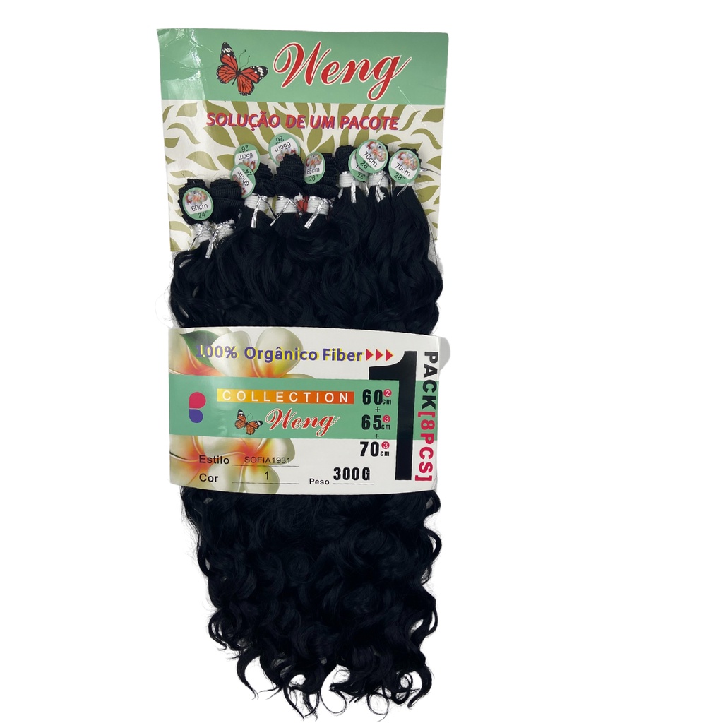 Cabelo 100% Orgânico Ondulado Sofia 1931 70cm 270g 8 Telas Weng ...