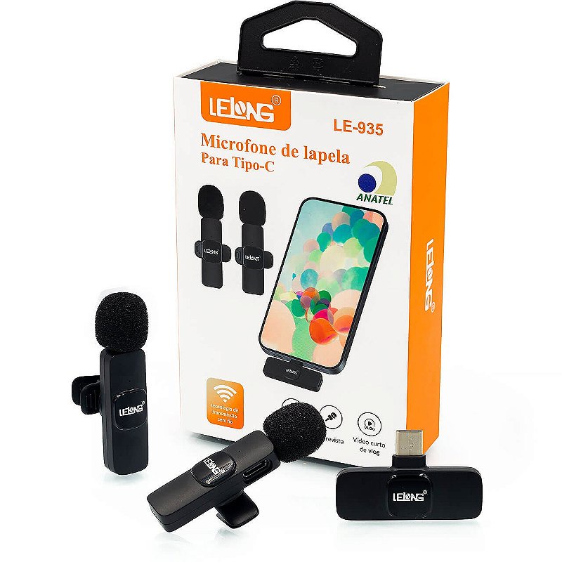 Microfone de Lapela Duplo para Celulares Lightning LE-932 LeLong ...