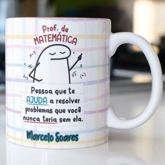 Caneca Professor de Matemática com nome FLORK Meme - Porcelana dia dos ...