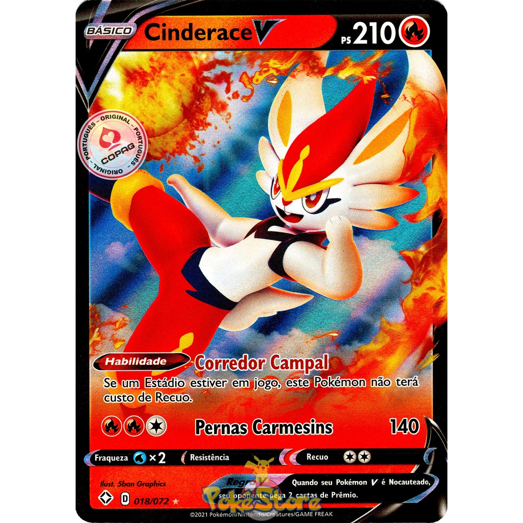 Carta Pokemon Cinderace V Português Card Original Copag | Shopee Brasil
