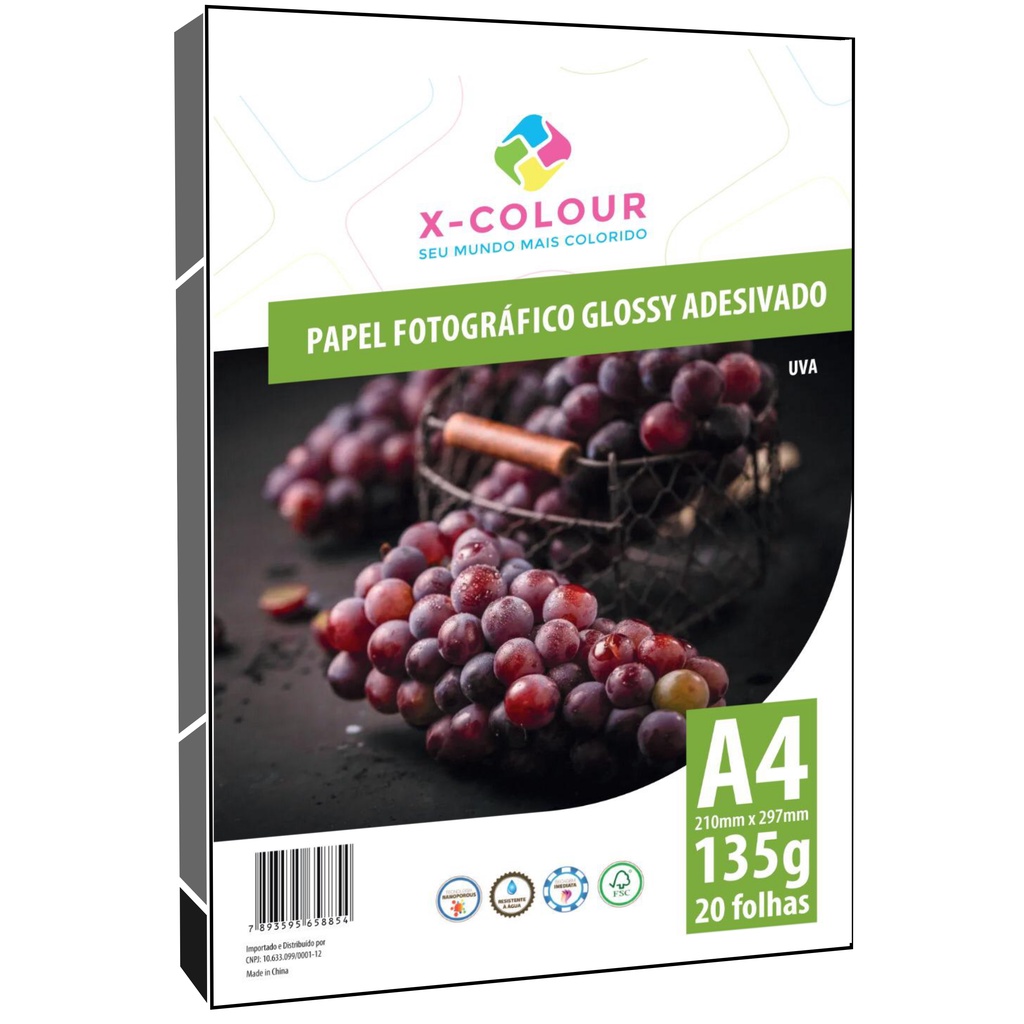 Papel Adesivo Fotográfico A4 Brilho 135g X-COLOUR NÃO DESBOTA | Shopee Brasil