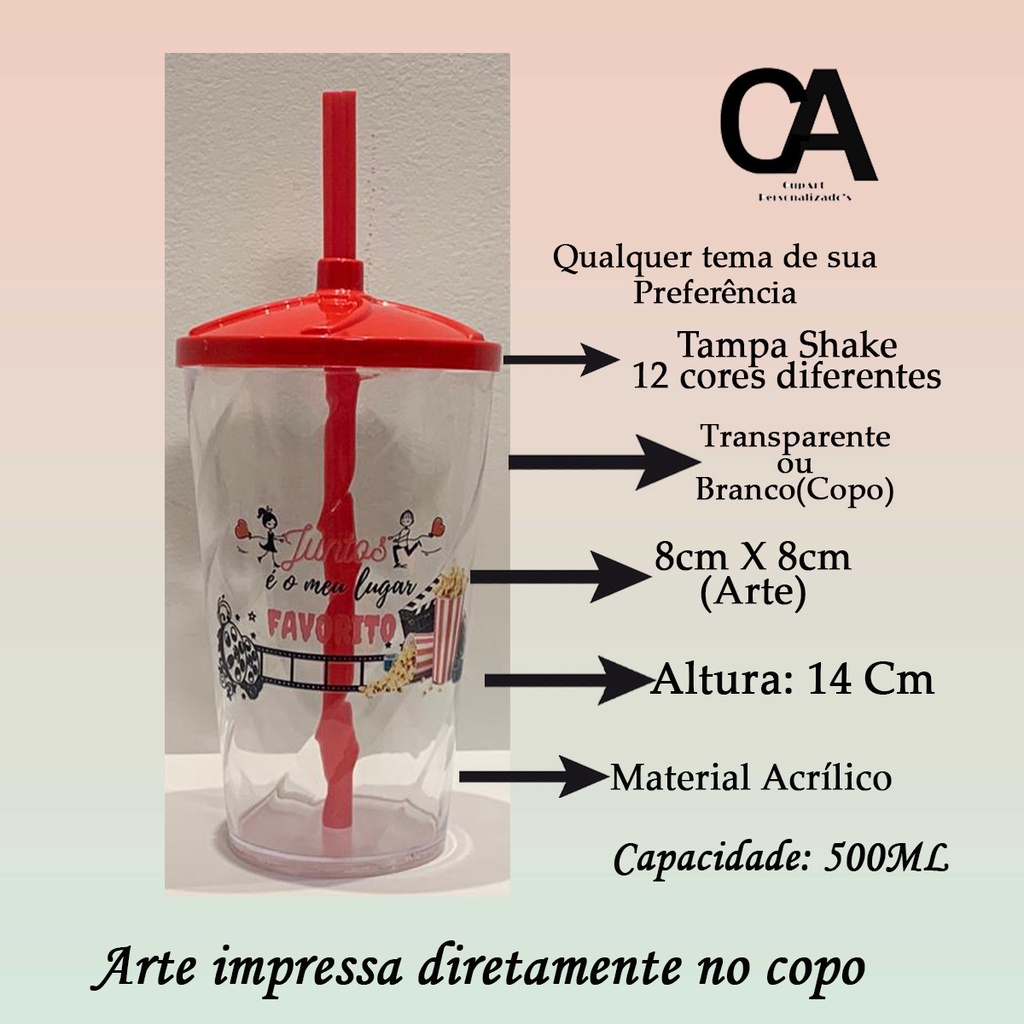 12 Copos Twister Shake 500ml c/Tampa e canudo | Shopee Brasil