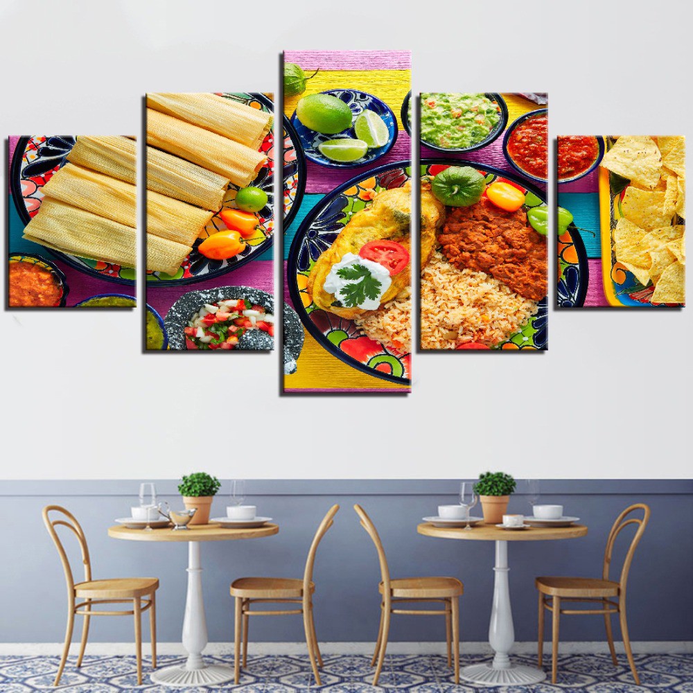 quadro lindo cozinha alimentos 5 vpeças | Shopee Brasil