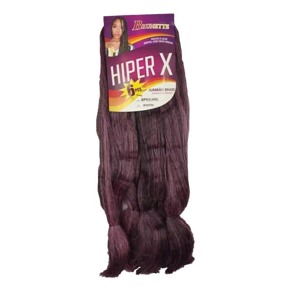 Cabelo Super Jumbão Jumbo HIPER X 400 gramas - #M1BPINK(ROSA C/PRETO ...
