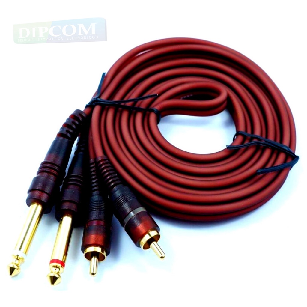 Cabo 2RCA x 2P10 - 2 Metros | Shopee Brasil