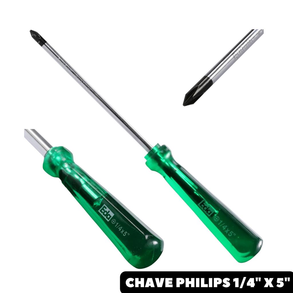 Chave Philips Ponta Imantada Cabo Verde 1/4" X 5" EDA - 9UN | Shopee Brasil