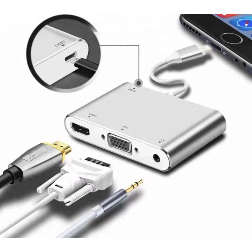 Adaptador Lightning Para Hdmi Vga P2 iPad iPhone Para Tv | Shopee Brasil