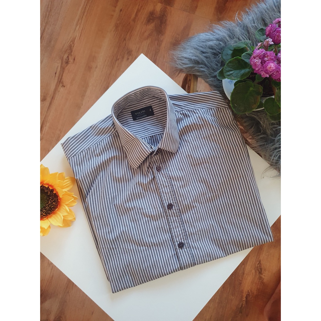 Camisa manga longa Listrada Cinza e Branca - Wolens | Shopee Brasil