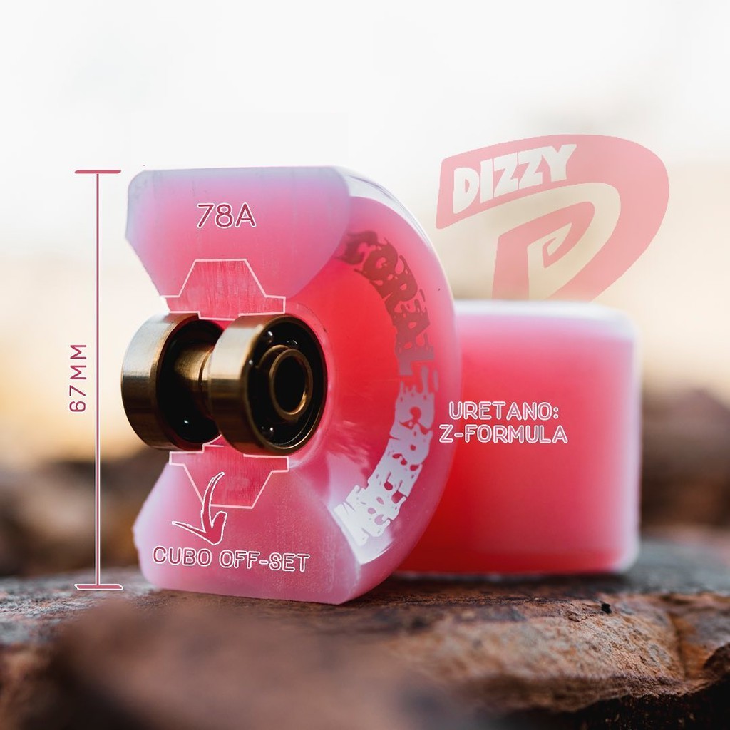Roda Dizzy 67mm 78a Coral Cream - Skate Longboard Wheels 4 Rodas ...