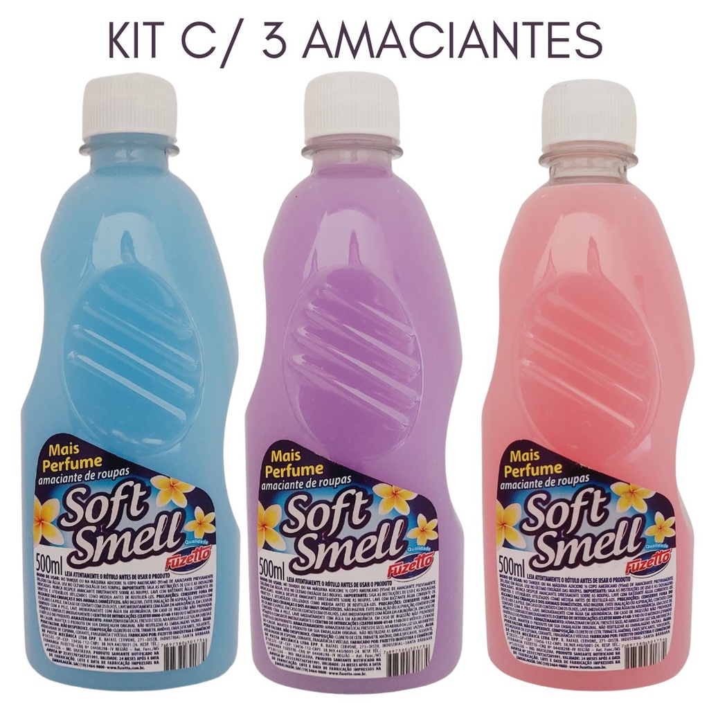 Kit C /3 Amaciante de Roupa Soft Smell FUZETTO - 500ml | Shopee Brasil