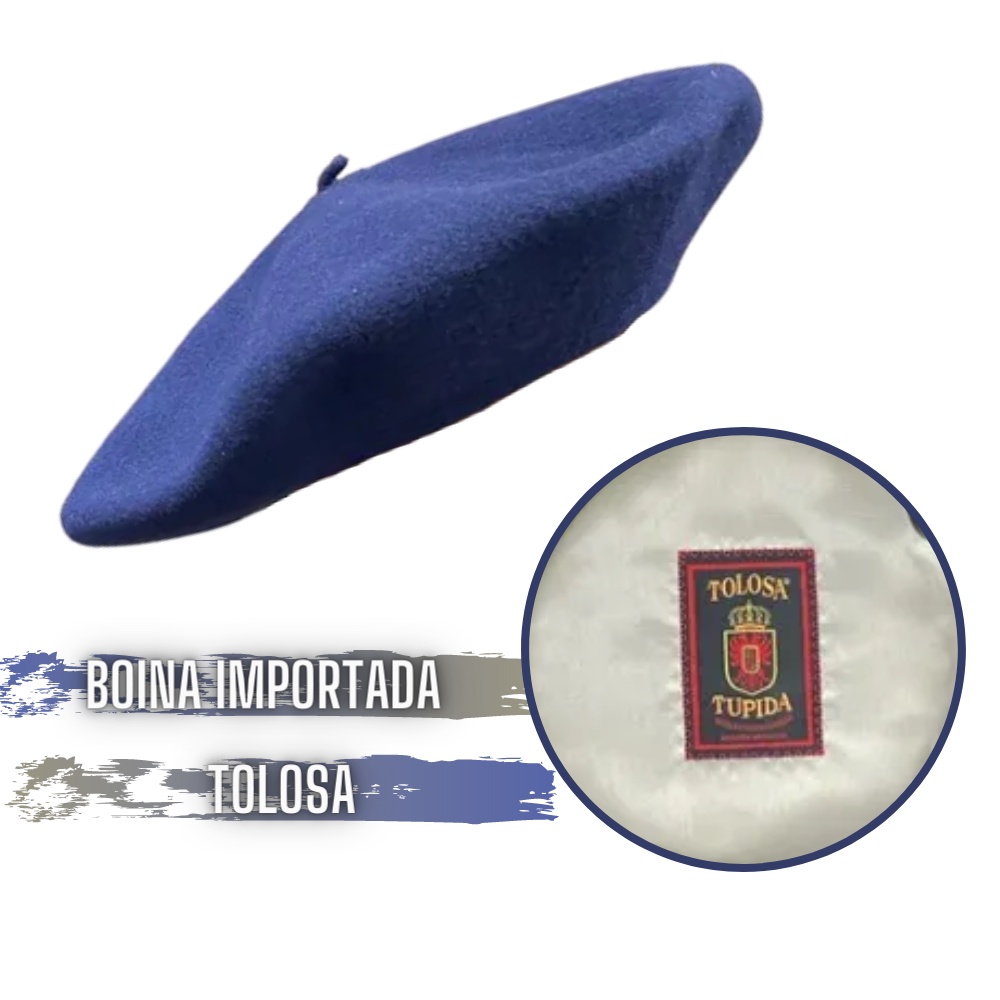 Boina Gaúcha Importada Tolosa Tupida Unissex em Lã Azul Marinho ...