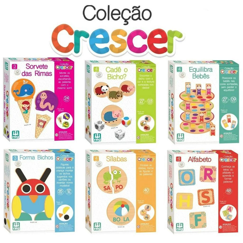 Kit 6 Jogos Educativos Madeira Coleção Crescer Nig Brinquedo | Shopee ...