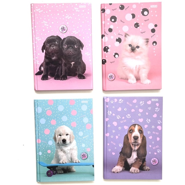 Caderno Pequeno Brochura Escolar Recado 80 folhas Pets Cachorro Gato ...