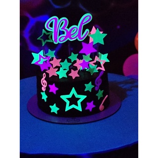 Topo De Bolo Neon Topper Personalizado Festa Neon | Shopee Brasil