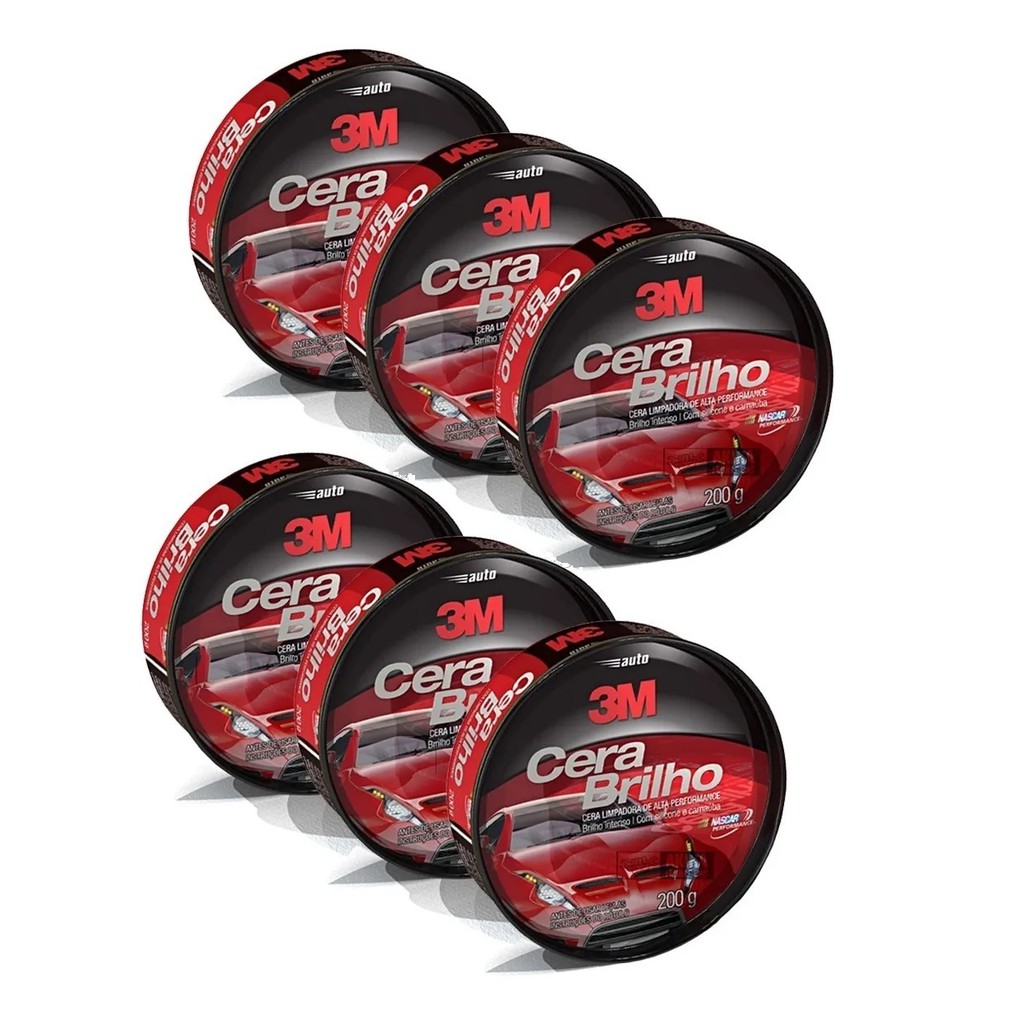 6 Cera Automotiva Auto Brilho 3m Com Carnaúba E Silicone 200g | Shopee ...