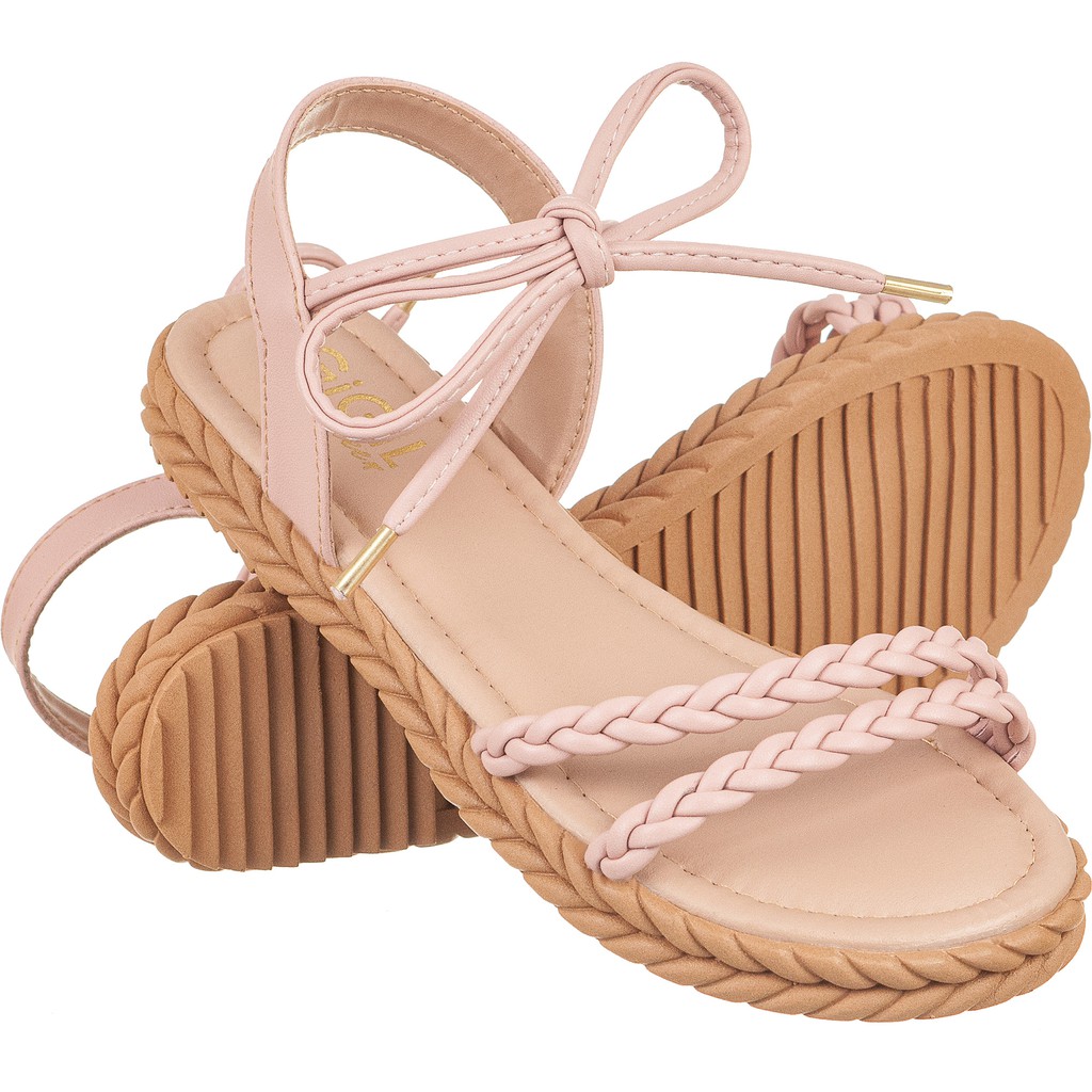 Sandalia Infantil Rasteira Feminina Tiras de Amarrar Amarração Flatform ...