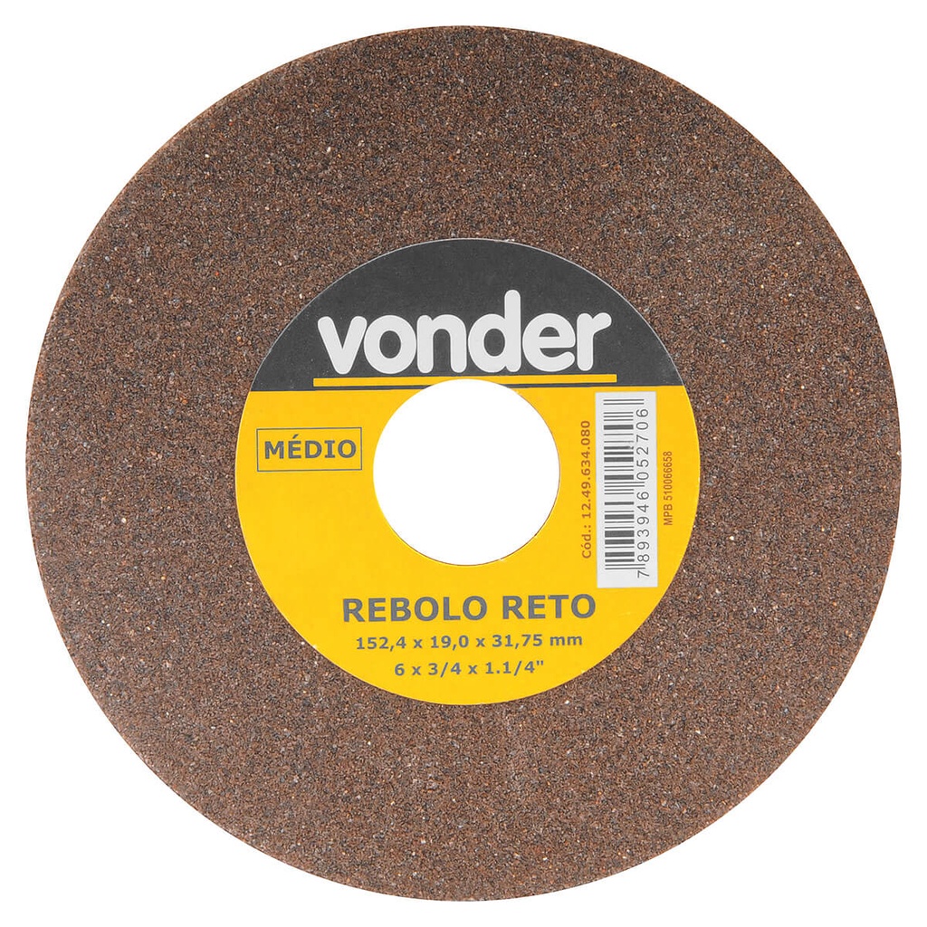 Rebolo reto 6" x 3/4" médio VONDER 1249634080 | Shopee Brasil