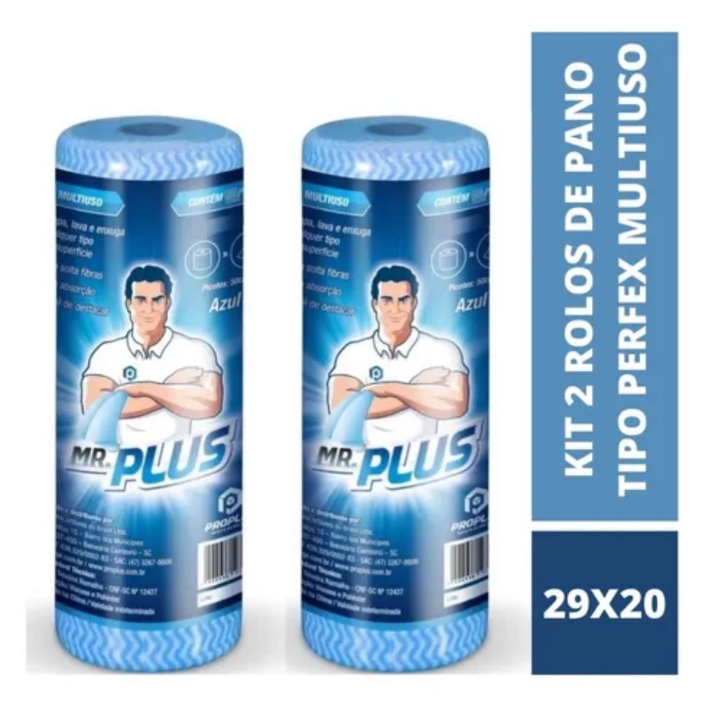 Kit 2 Rolos De Pano Tipo Perfex Multiuso Mr.plus 29x20 Cm | Shopee Brasil