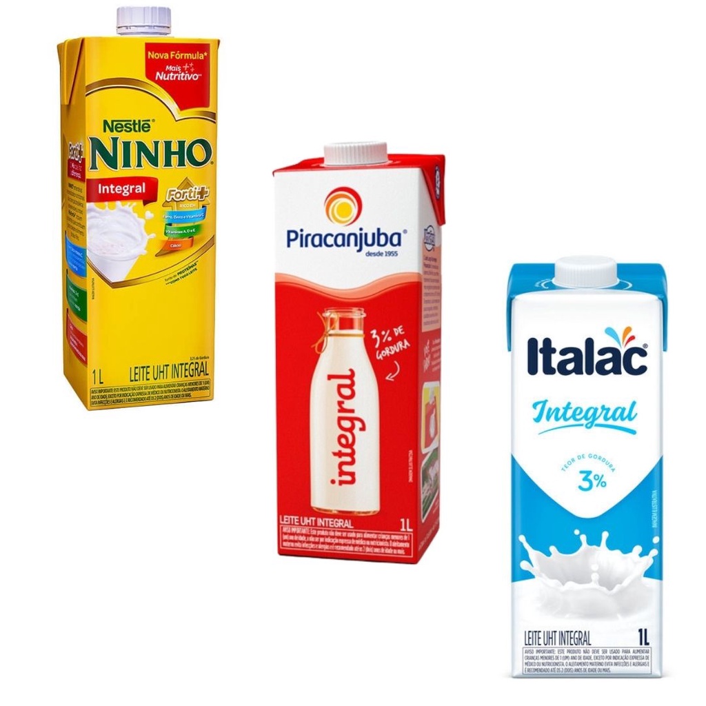 Leite integral 1 litro - Ninho - Italac - Piracanjuba - Escorrega o Preço