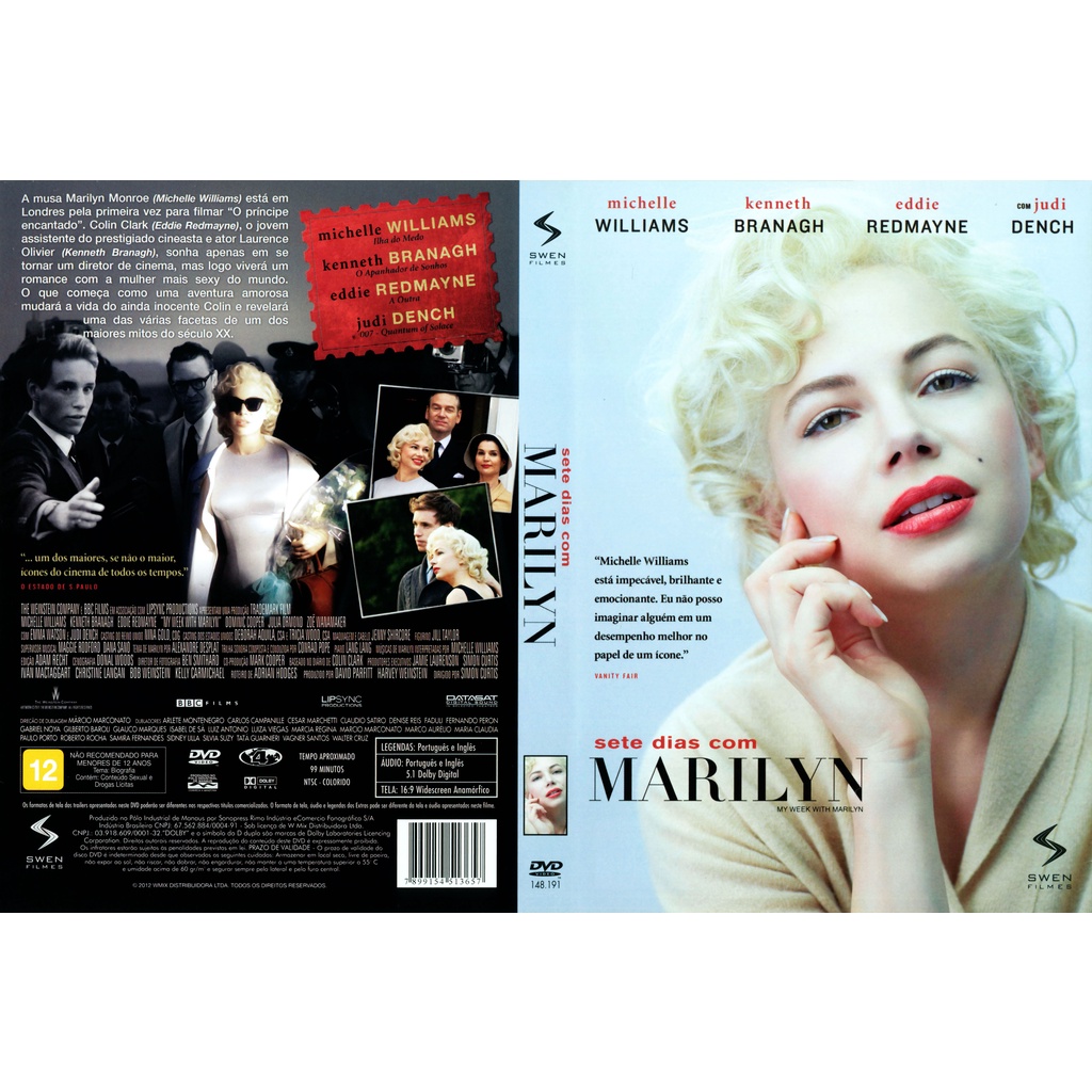 Dvd Sete Dias Com Marilyn - Michelle Williams, Eddie Redmayne (Novo ...