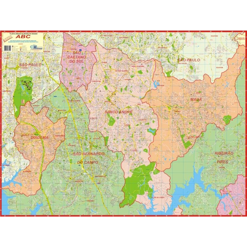 Mapa Político Gigante da Região do Grande ABC de São Paulo - Dobrado ...