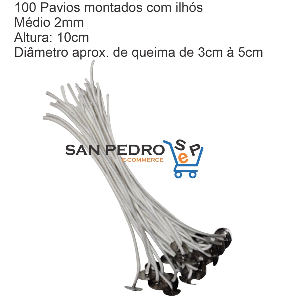 100 Pavio de Vela com Ilhós Pavio algodão (10cm Médio 2mm) | Shopee Brasil