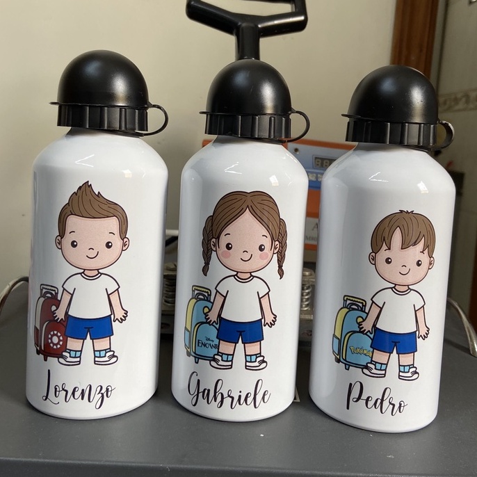 Garrafinha Squeeze Alumínio Branca 500ml Personalizada Volta as Aulas | Shopee Brasil