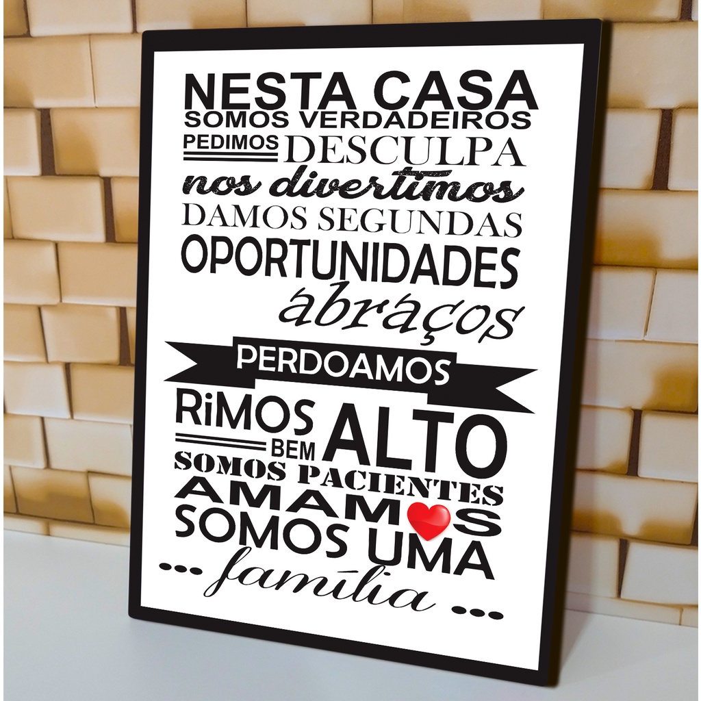 Placa Decorativa Frases Família 28x20cm Alta Definição em MDF 6mm ...