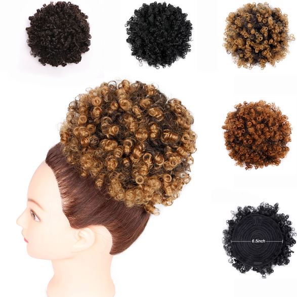 Afro Puff cacheado Orgânico 20cm com Corda Ajustável | Shopee Brasil