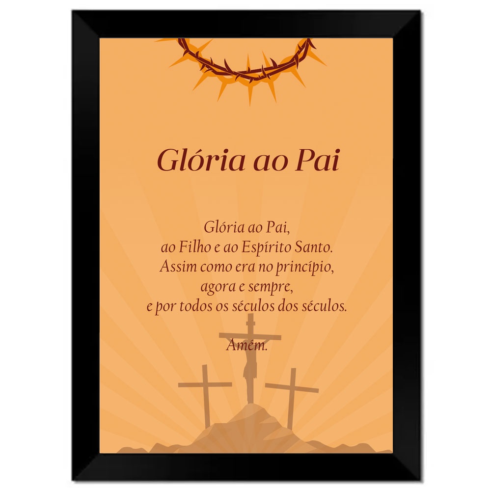 Quadro Religioso Oração Gloria Ao Pai Com Moldura, Película protetora E ...