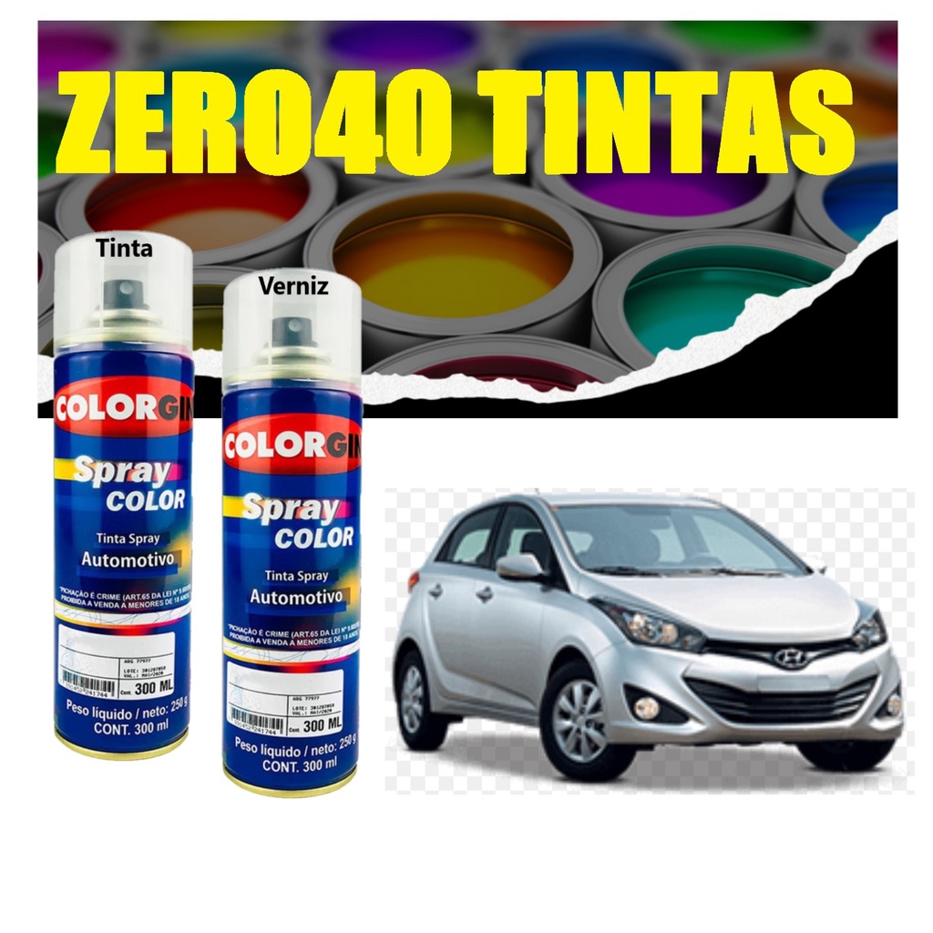 Tinta automotiva Spray Prata Metal Hyundai + Verniz + Lixa | Shopee Brasil