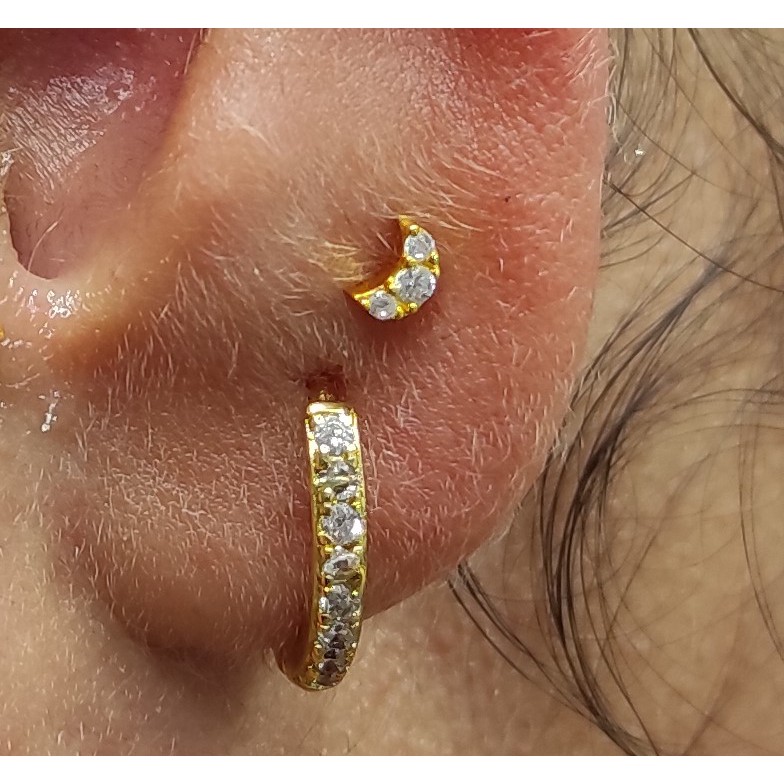Argola clicker com Zirconia branca delicada orelha / segundo furo ...